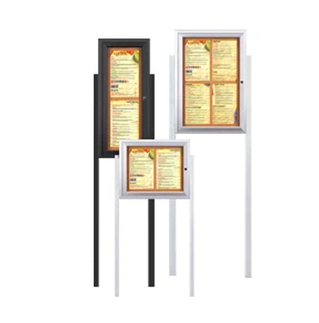 Outdoor Menu Display Cases Lighted with Leg Posts For 8.5x14 Menus ...