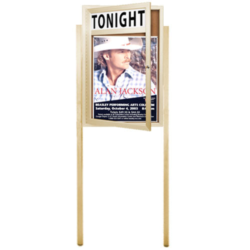 Standing 36x36 Outdoor Bulletin Board Enclosed with Header - 2 Posts ...