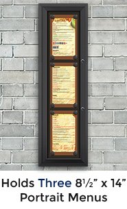 Magnetic Outdoor Menu Display Case for 3 Portrait Menus 8.5x14 Stacked ...