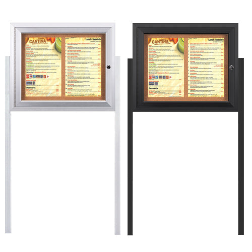 Free-Standing Enclosed Outdoor Menu Cases with Posts For 8.5x14 Menus ...