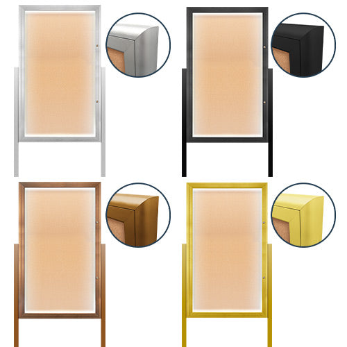 Standing LED Outdoor Bulletin Board Display Case + Radius Edge Cabinet ...