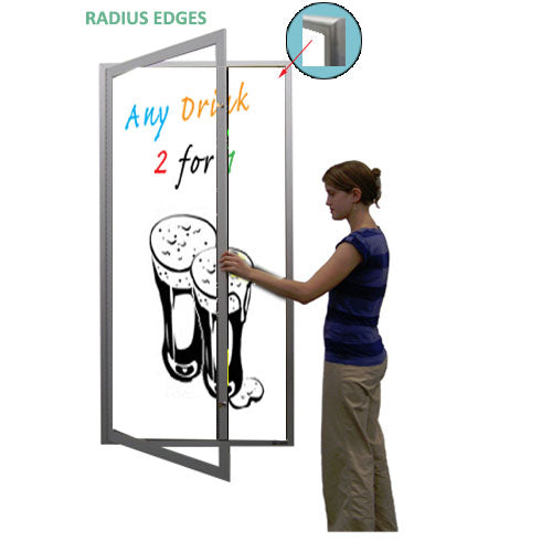 XL Outdoor Enclosed Dry Erase Markerboard with Radius Edge and Lights ...