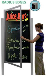XL Outdoor Enclosed Dry Erase Markerboard Radius Edge w Leg Posts ...