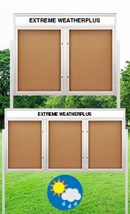 Free-Standing Extreme WeatherPlus™ Outdoor Bulletin Boards 2-3 Doors ...