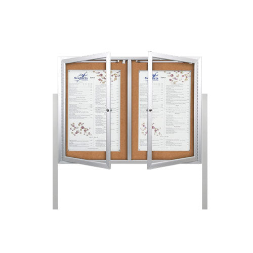 48x60 Freestanding 2 Door Outdoor Bulletin Boards Lighted Free Shipping ...
