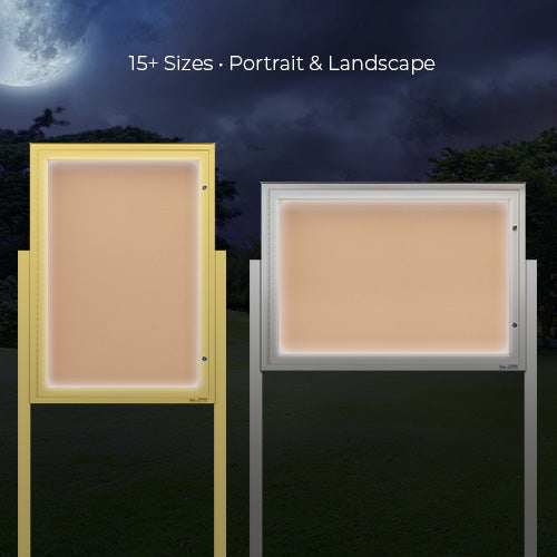 WeatherPLUS Outdoor Bulletin Board Stands | LED Lights and Radius Edge ...