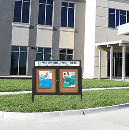 60x30 Outdoor Standing Enclosed Bulletin Board w Header - SHIPS FREE ...