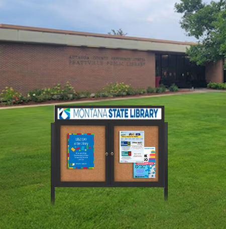 84x30 Outdoor Standing Enclosed Bulletin Board w Header - SHIPS FREE ...