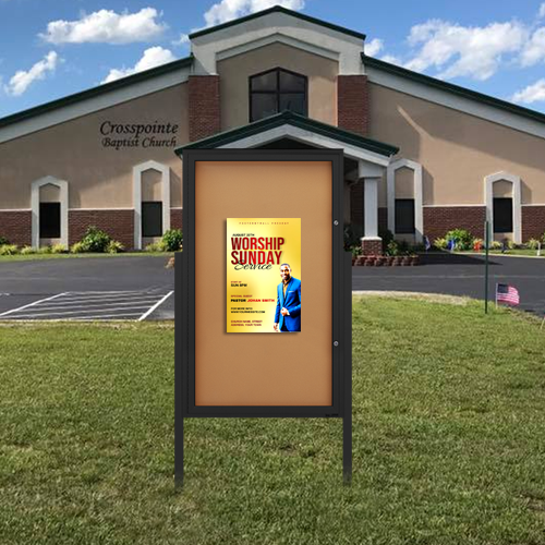 Freestanding WeatherPLUS XL Radius Edge Outdoor Bulletin Board Display ...