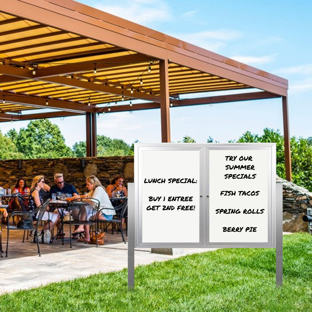 Outdoor Enclosed Dry Erase White Board on Posts | Radius Edge Corners ...