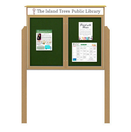 48x48 Outdoor Message Center Cork Board with Header and Posts | 2 Doors ...