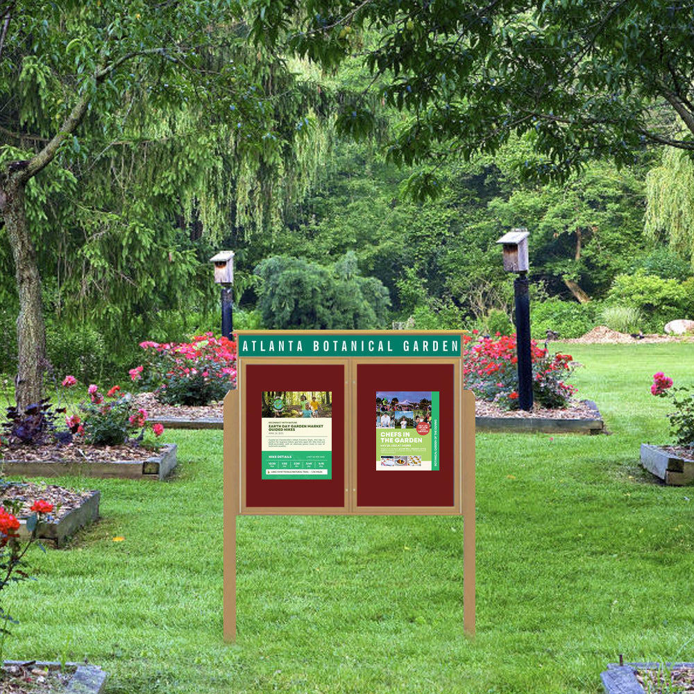 40x40 Outdoor Message Center Cork Board with Header and Posts | 2 Doors ...
