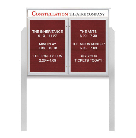 52x40 Standing Enclosed Outdoor Message Center Letter Boards + Header ...