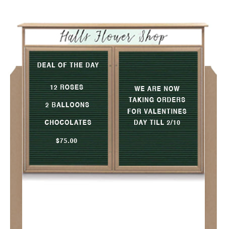 Two Door 60x40 Free Standing Enclosed Outdoor Letter Board + Header ...