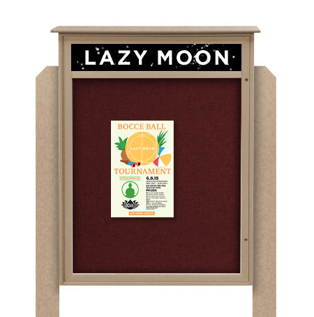 48x48 Standing Outdoor Message Center with Header - Recycled Faux Wood ...