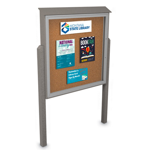 Standing 48 x 60 Outdoor Message Center + Bulletin Board - Faux Wood ...