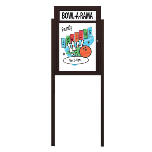 Outdoor Dry Erase Marker Board Swing Cases with Header, Lights and Leg ...