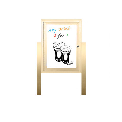 Outdoor Dry Erase Marker Board Swing Cases with Lights & Leg Posts ...