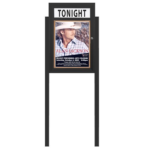 Outdoor Enclosed Bulletin Board Stand | SwingCase with Message Header ...