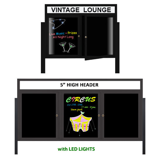 Outdoor Enclosed Dry Erase Markerboard with Posts Message Header and ...