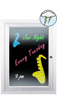 Outdoor Enclosed Dry Erase Markerboard with LED Lights - Black ...