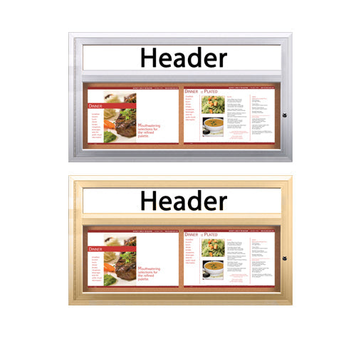 Outdoor Menu Cases Lighted with Header | 11" x 17" Landscape Menus ...