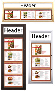 Outdoor Menu Cases Lighted with Header | 11" x 17" Landscape Menus ...