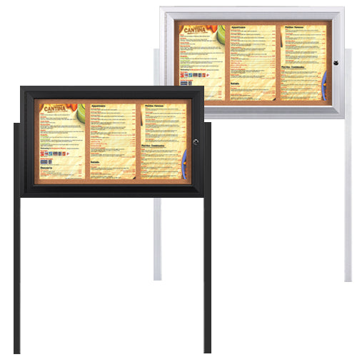 Outdoor Menu Display Cases Lighted with Leg Posts For 8.5x14 Menus ...