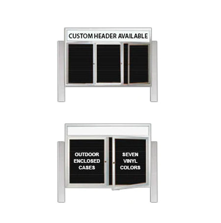 Outdoor Enclosed Letter Boards with Message Header, Radius Edges and 2 ...