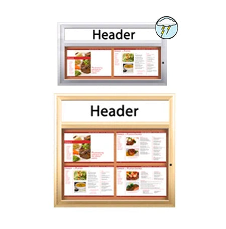 Outdoor Menu Cases Lighted with Header | 11" x 17" Landscape Menus ...