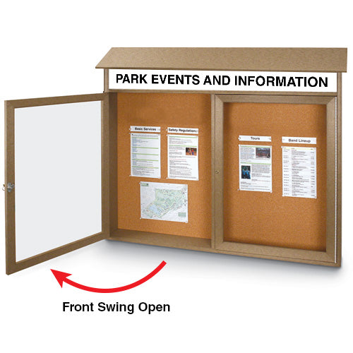 45x36 Outdoor Message Center Cork Board with Header | Wall Mount 2 ...