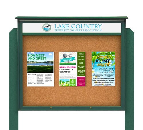 24x60 Standing Outdoor Message Center with Header - Recycled Plastic ...