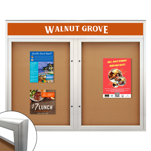WeatherPlus 2-3 Door Outdoor Radius Edge Bulletin Boards with Header ...