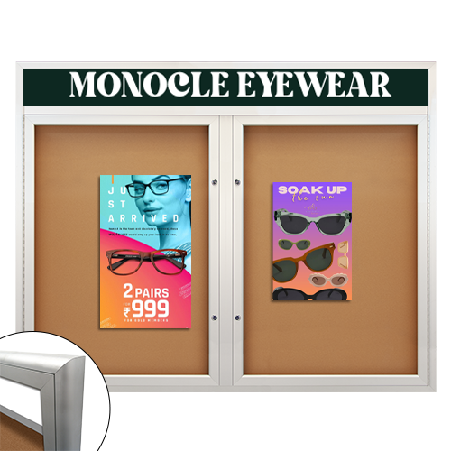 WeatherPlus 2-3 Door Outdoor Radius Edge Poster Cases with Header ...