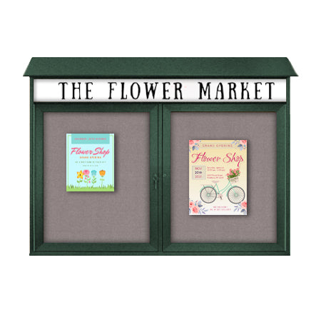 60x40 Outdoor Message Center Cork Board with Header | Wall Mount 2 ...