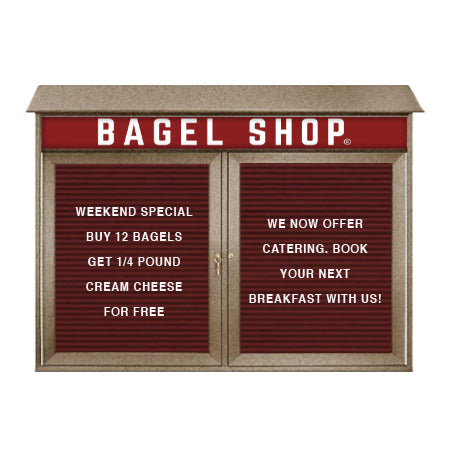 60x24 Weatherproof Enclosed Outdoor Message Center Letter Boards Wall ...