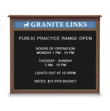 24x30 Outdoor Letter Board Message Center with Header - Single Door ...