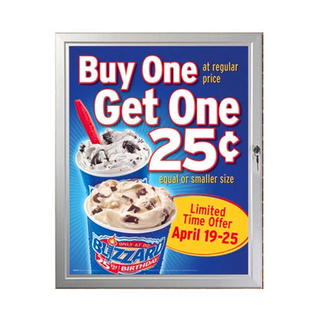 Weatherproof Outdoor Poster Display Frame 22 x 28 Locking Silver Frame ...